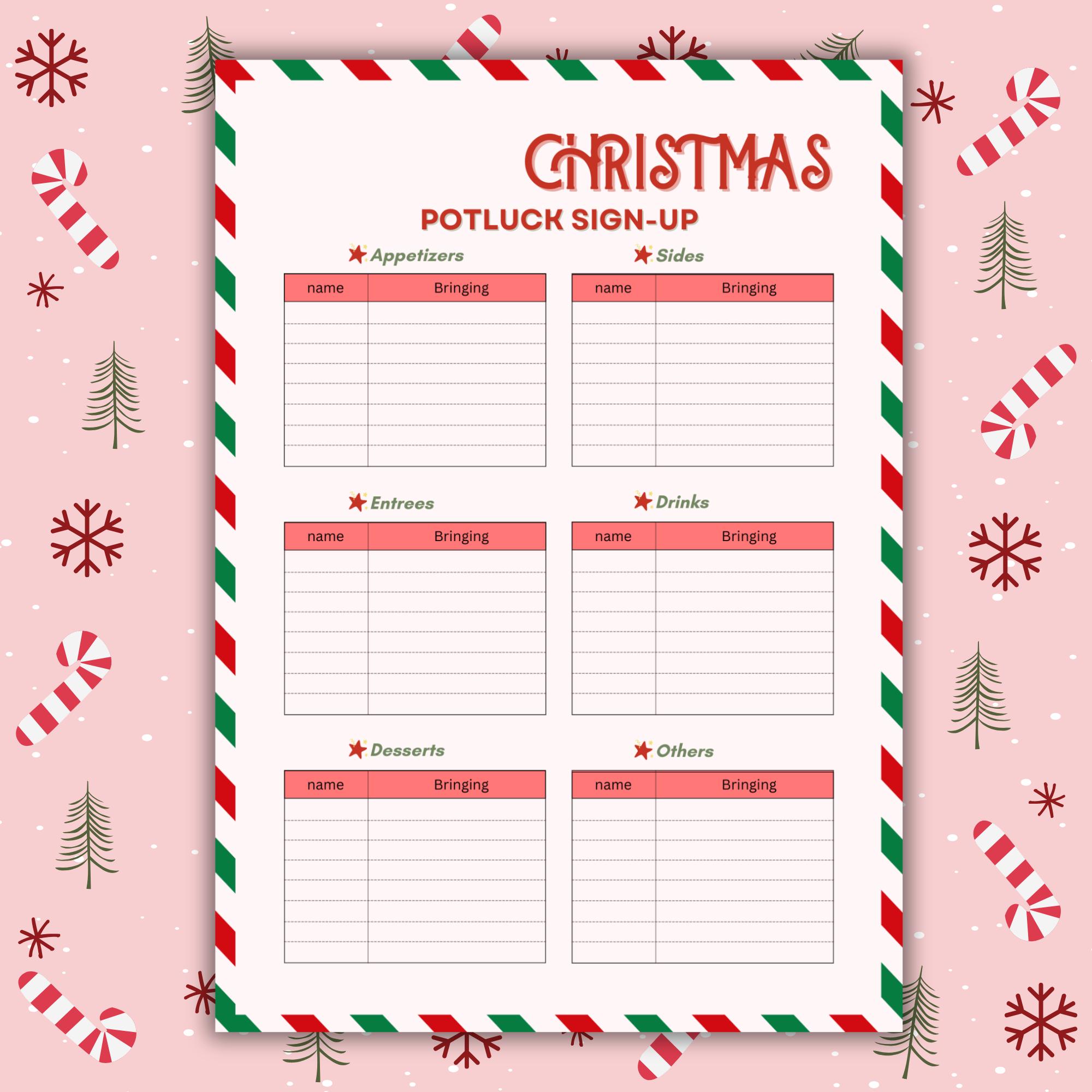 Christmas Party Checklist/todolist, Menu Planner & Potluck Sign-up ...