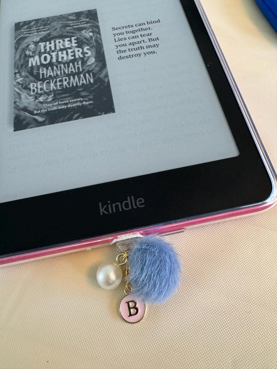 Customizable Initial Kindle Dust Plug Charm, Includes Poms and Pearls ...