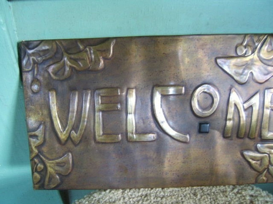 Brass Ginkgo Welcome Sign | Etsy