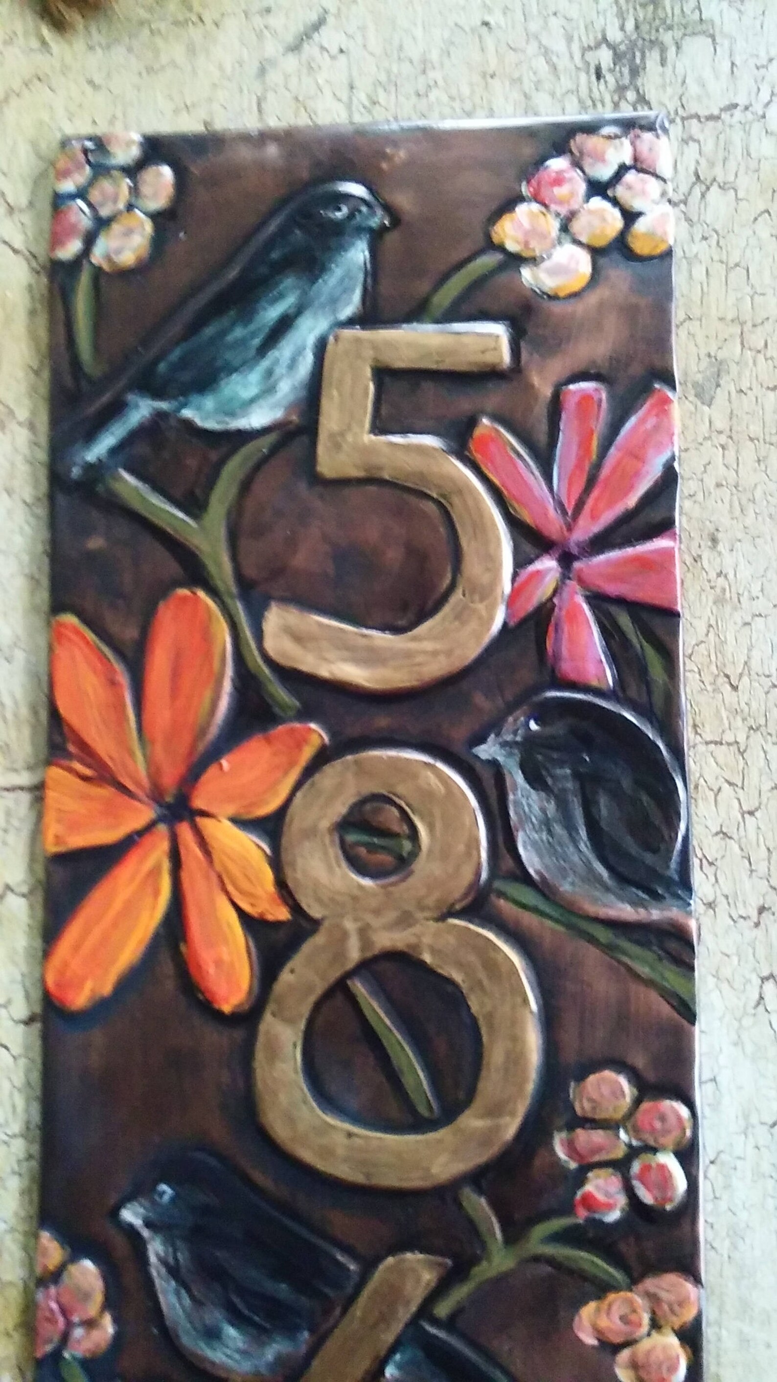 Birds and Flowers Vertical House Plaque - Etsy