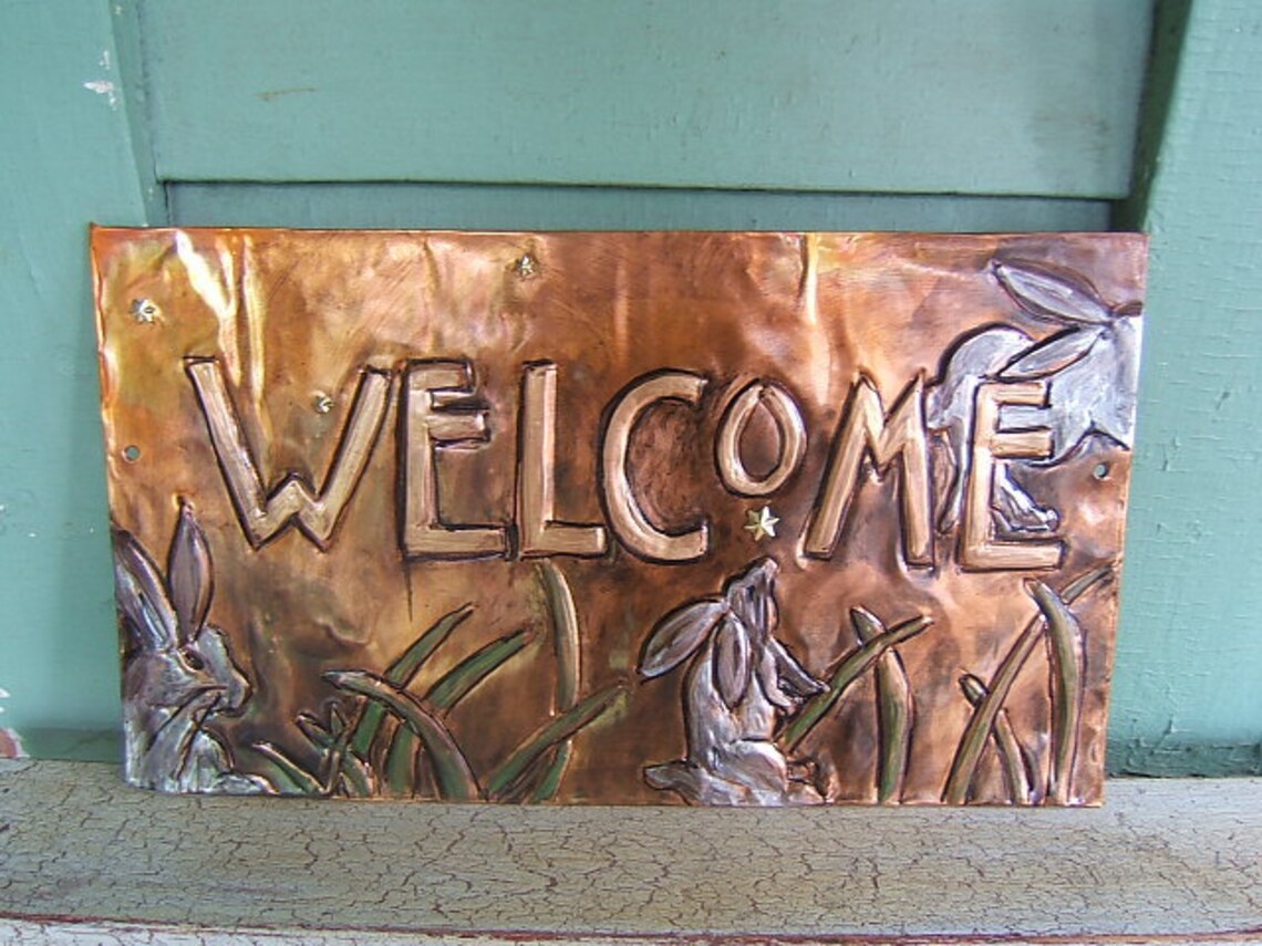 Rabbit Welcome Plaque - Etsy