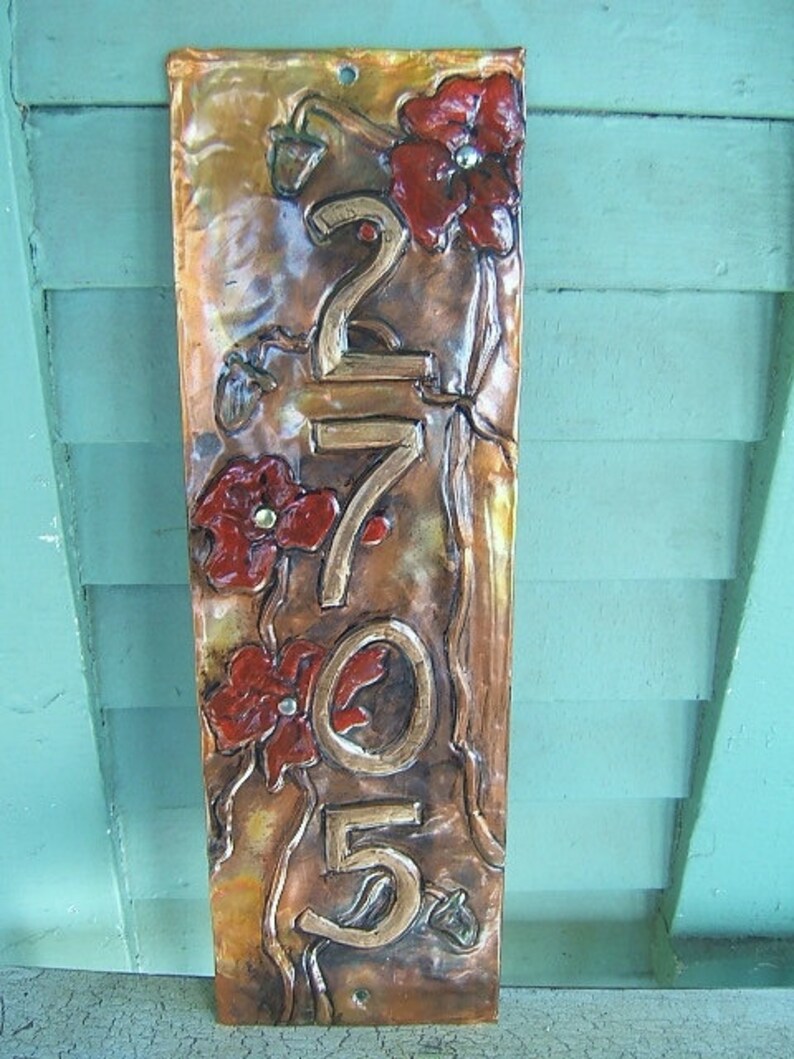 Poppy Copper House Address Sign | Etsy