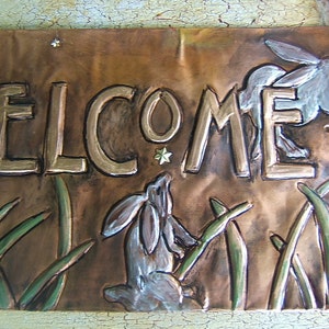 Rabbit Welcome Plaque - Etsy
