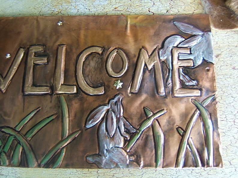 Rabbit Welcome Plaque - Etsy