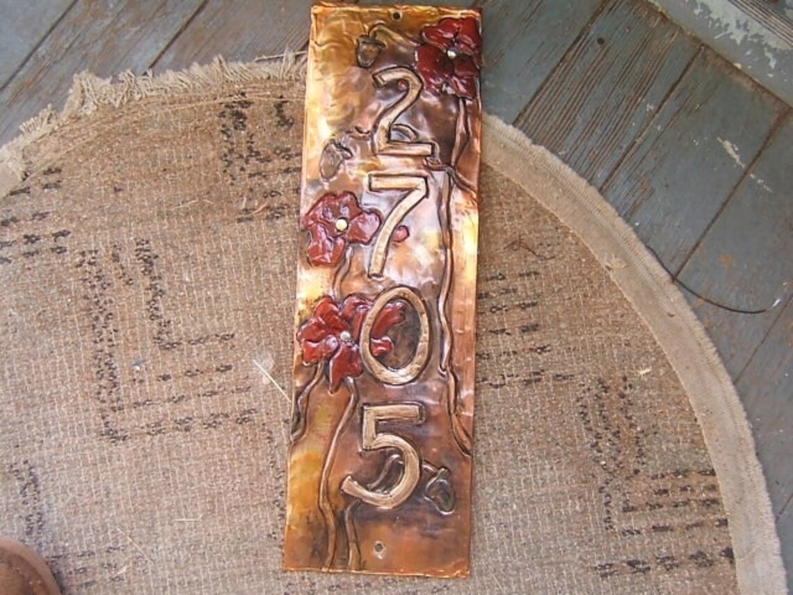 Poppy Copper House Address Sign - Etsy