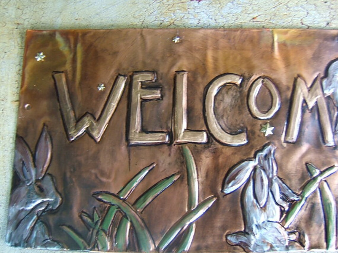 Rabbit Welcome Plaque - Etsy