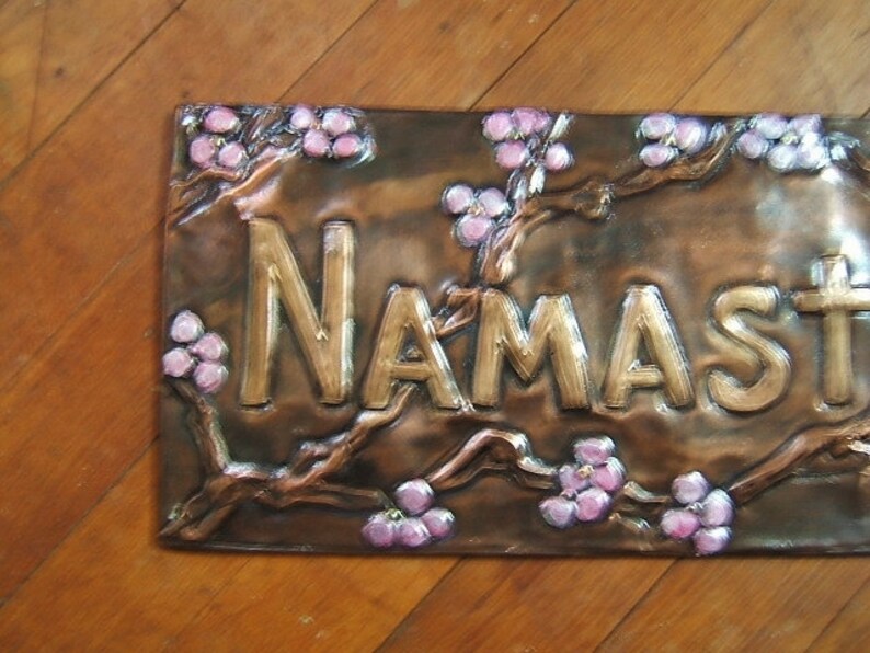Cherry Blossum Namaste Plaque - Etsy