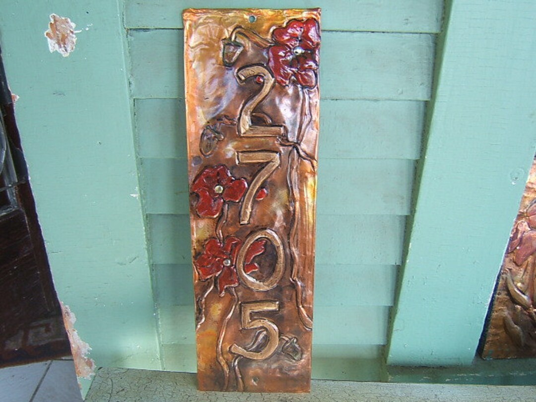 Poppy Copper House Address Sign - Etsy