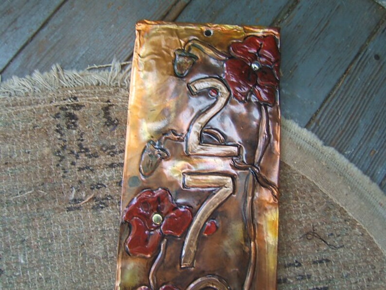 Poppy Copper House Address Sign - Etsy