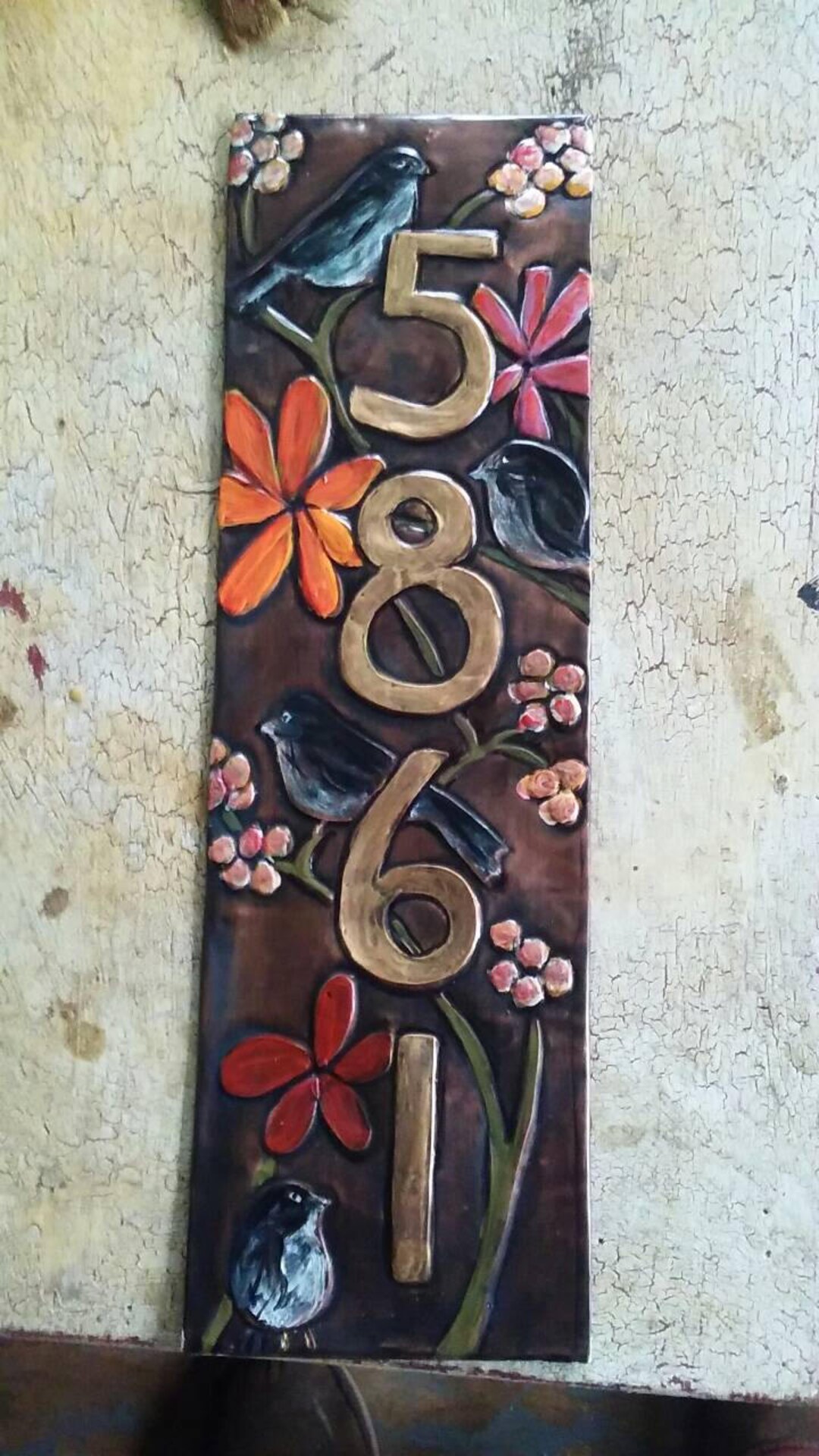 Birds and Flowers Vertical House Plaque - Etsy