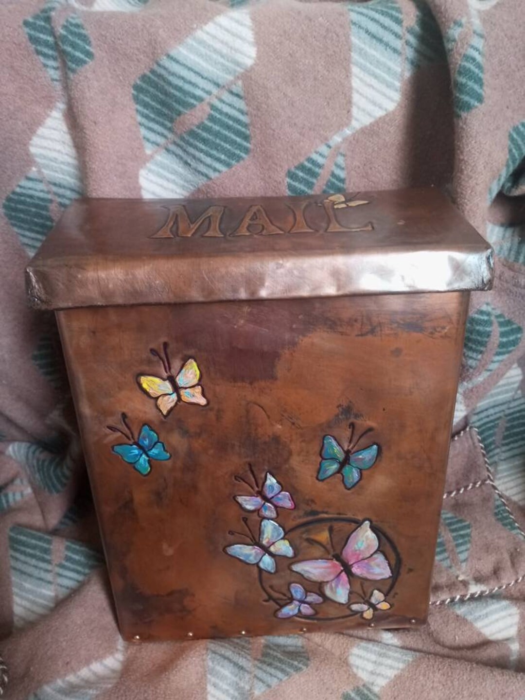 Large Copper Butterfly Embossed Mailbox - Etsy
