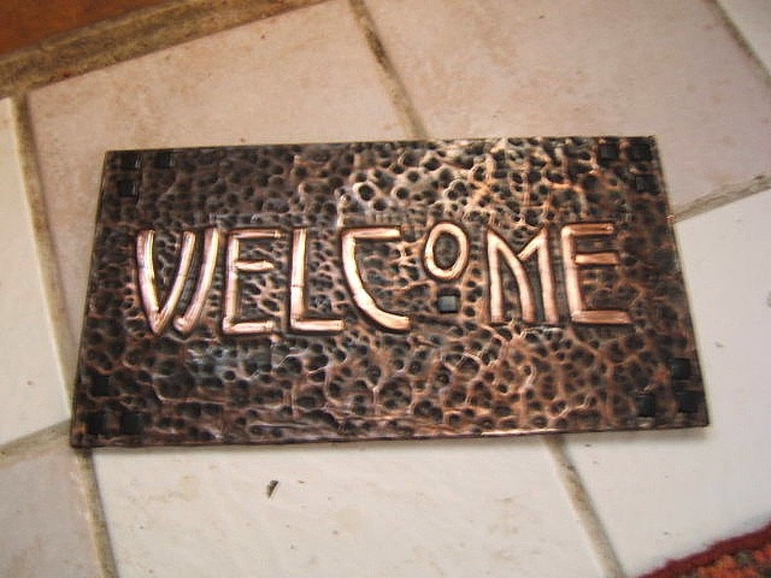 Hammered Copper Welcome Sign - Etsy