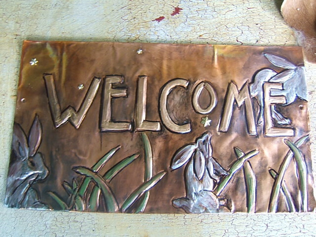 Rabbit Welcome Plaque - Etsy