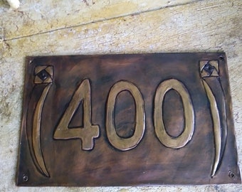 Vertical Hurd Rose Craftsman House Number Plaque | Etsy