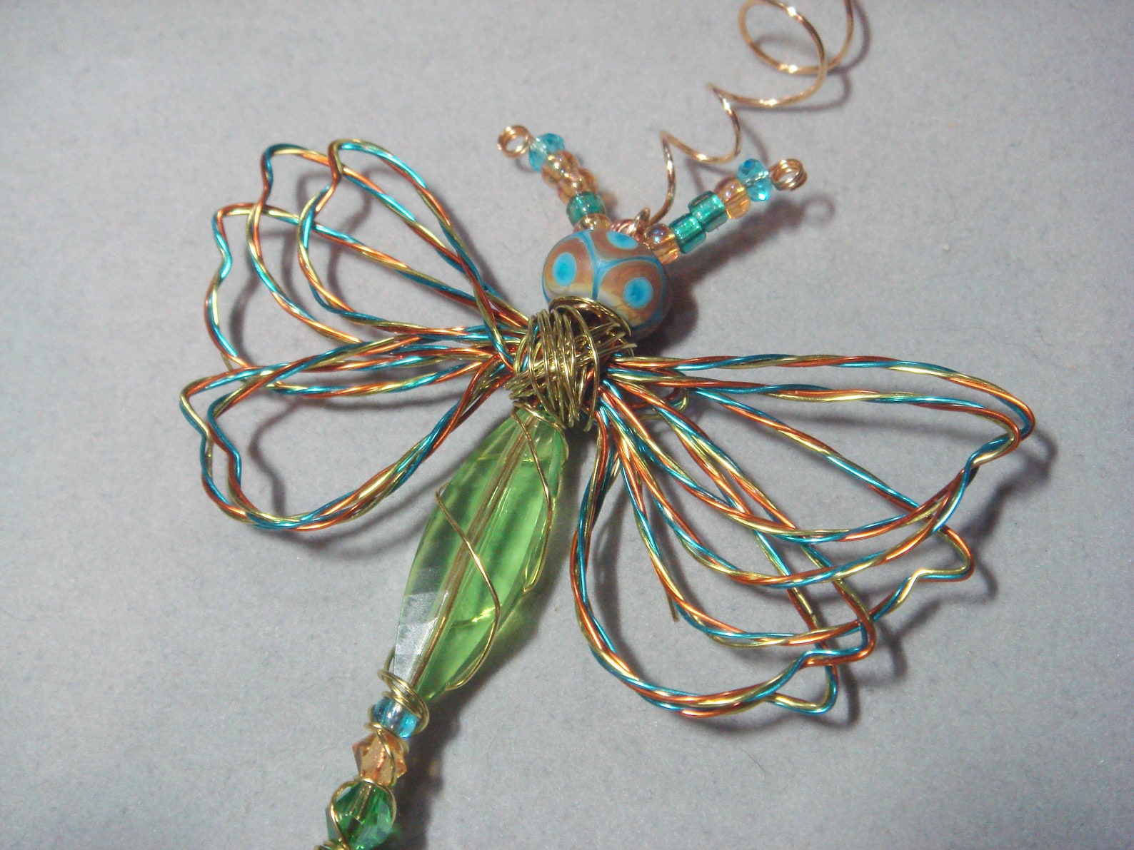 Green Alien Dragonfly #9203 Handmade...all Ready to Fly Away!...made ...
