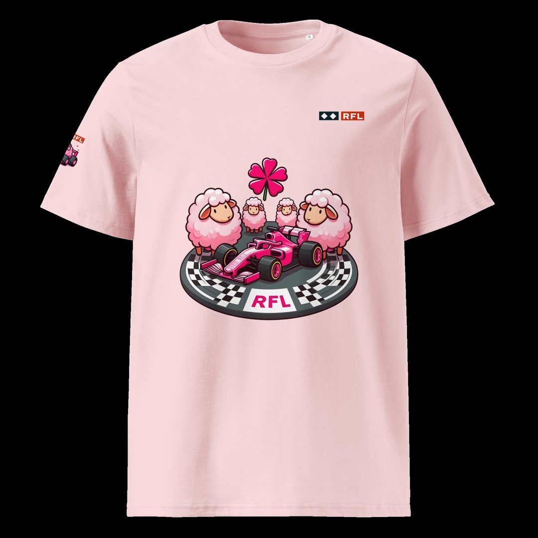 Race for Luck Pink Five-leaf Clover Tee With Sheep and F1 Podium 100% ...