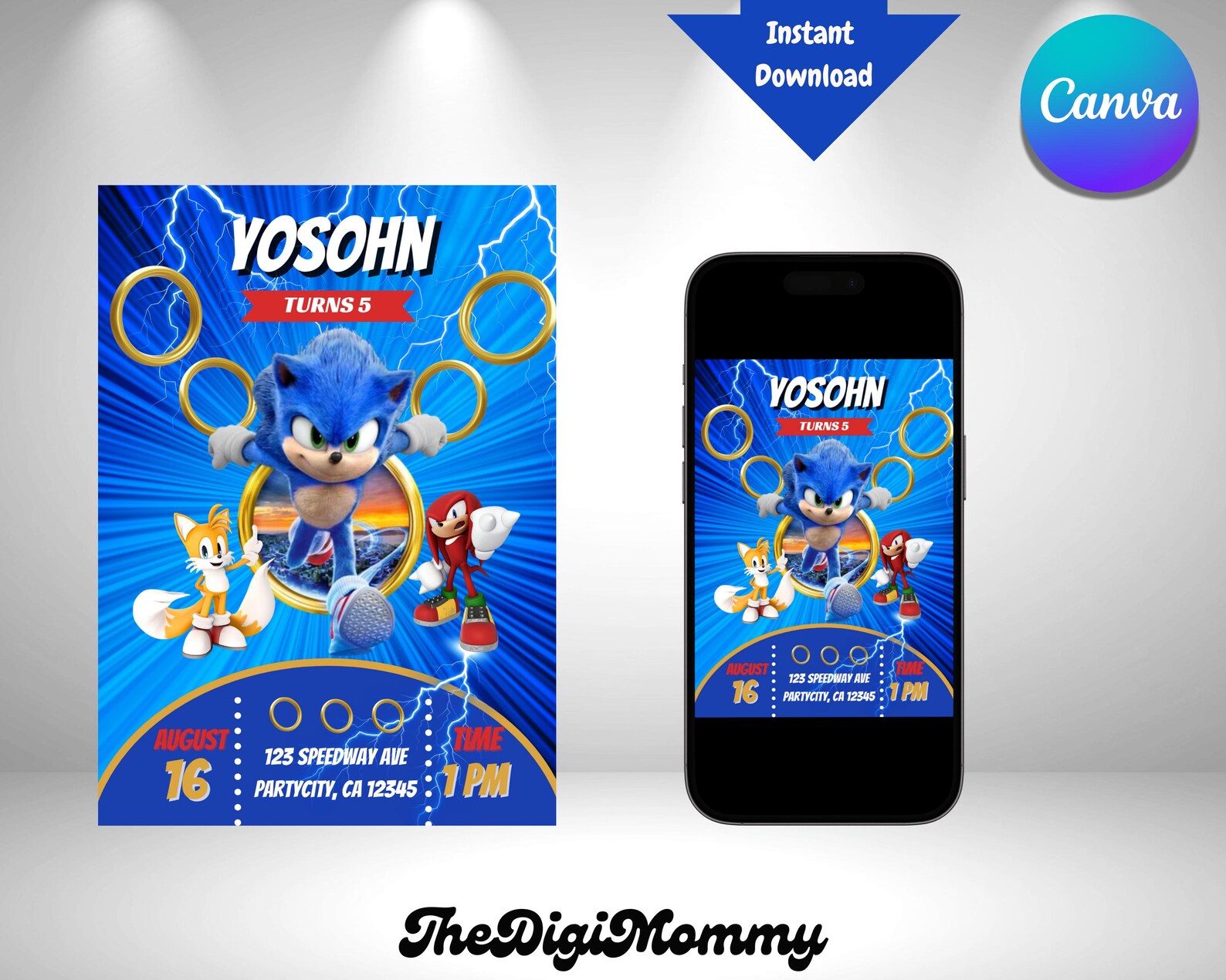 Editable Sonic Invite Template, Sonic Birthday Invitation, Super ...
