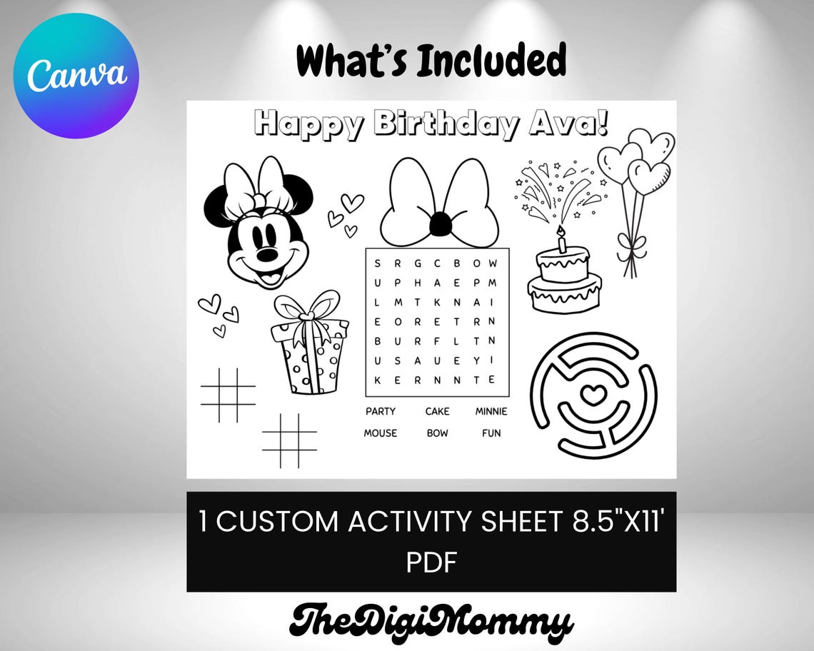 Minnie Activity Page Minnie Mouse Coloring Page Minnie Mouse Printable ...