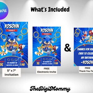 Editable Sonic Invite Template, Sonic Birthday Invitation, Super ...