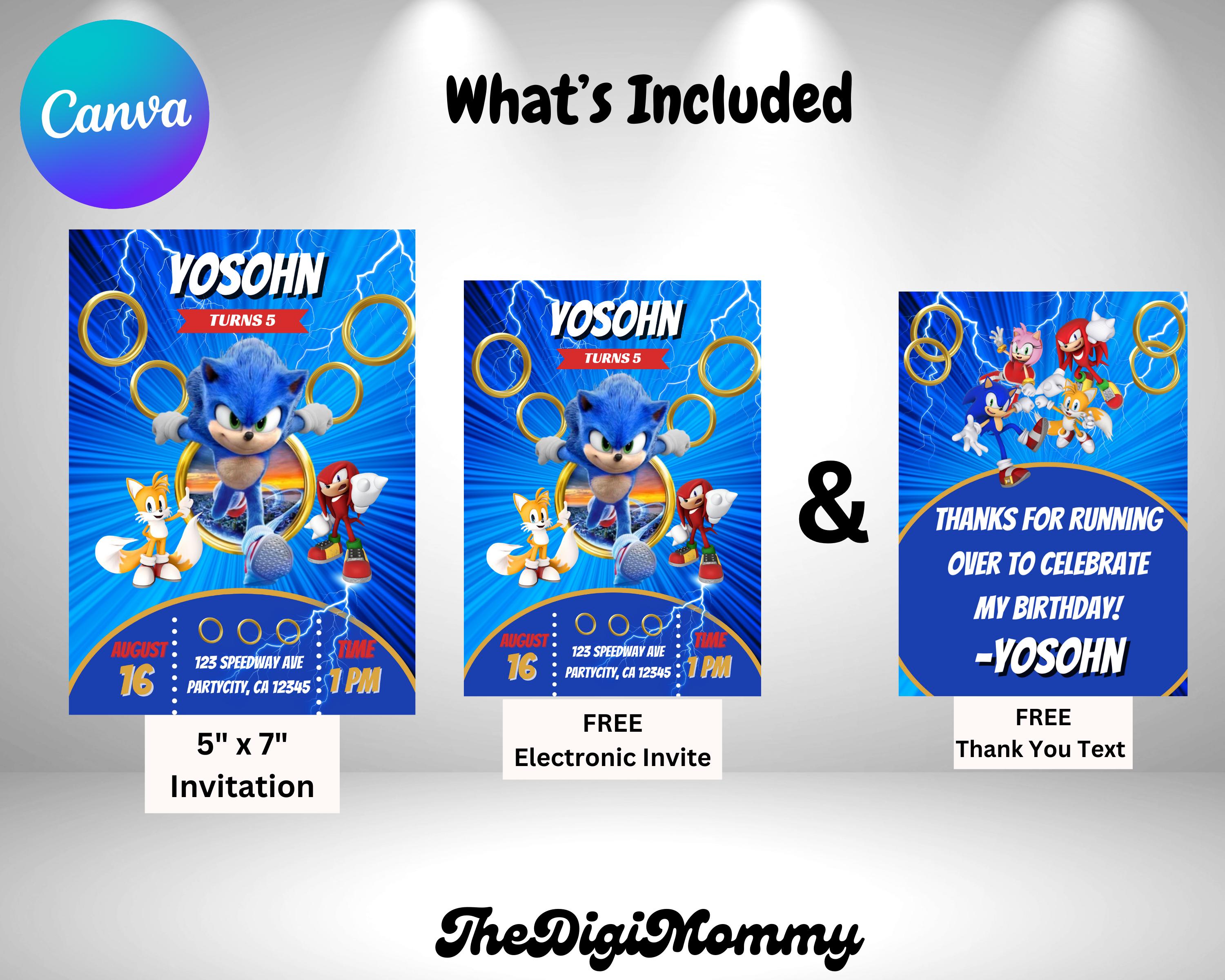 Editable Sonic Invite Template, Sonic Birthday Invitation, Super ...