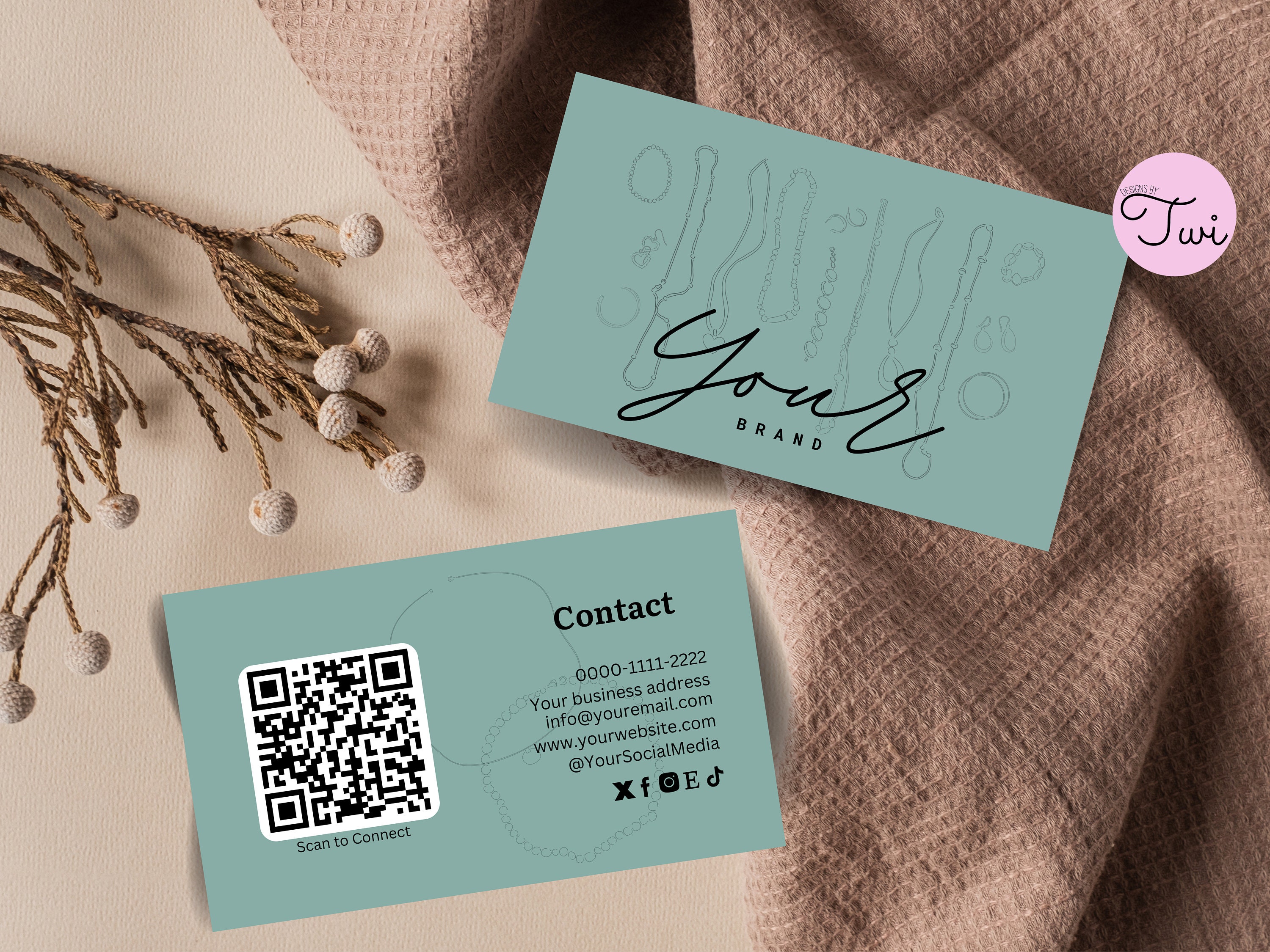 Jewelry Business Card, Editable Printable Business Card, Minimalist ...
