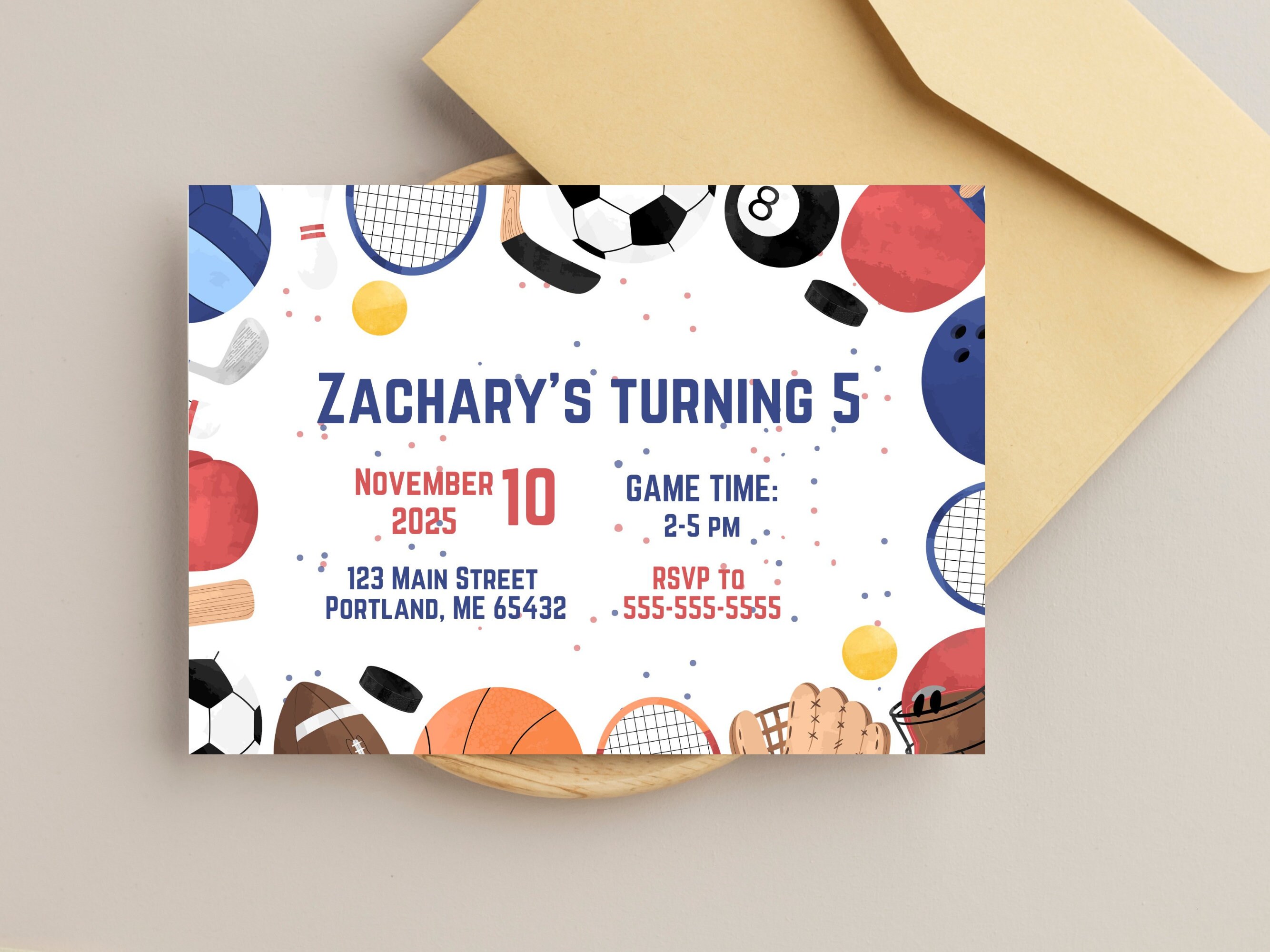 Sports Birthday Party Invitation All-star Sports Theme Party Invitation ...