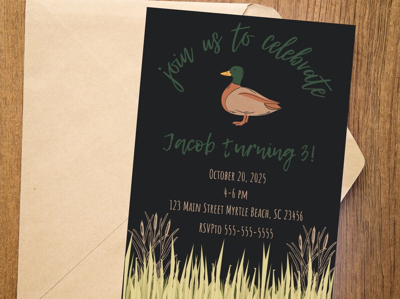 Duck Hunting Birthday Party Invitation Fly on Over Hunting Invitation ...