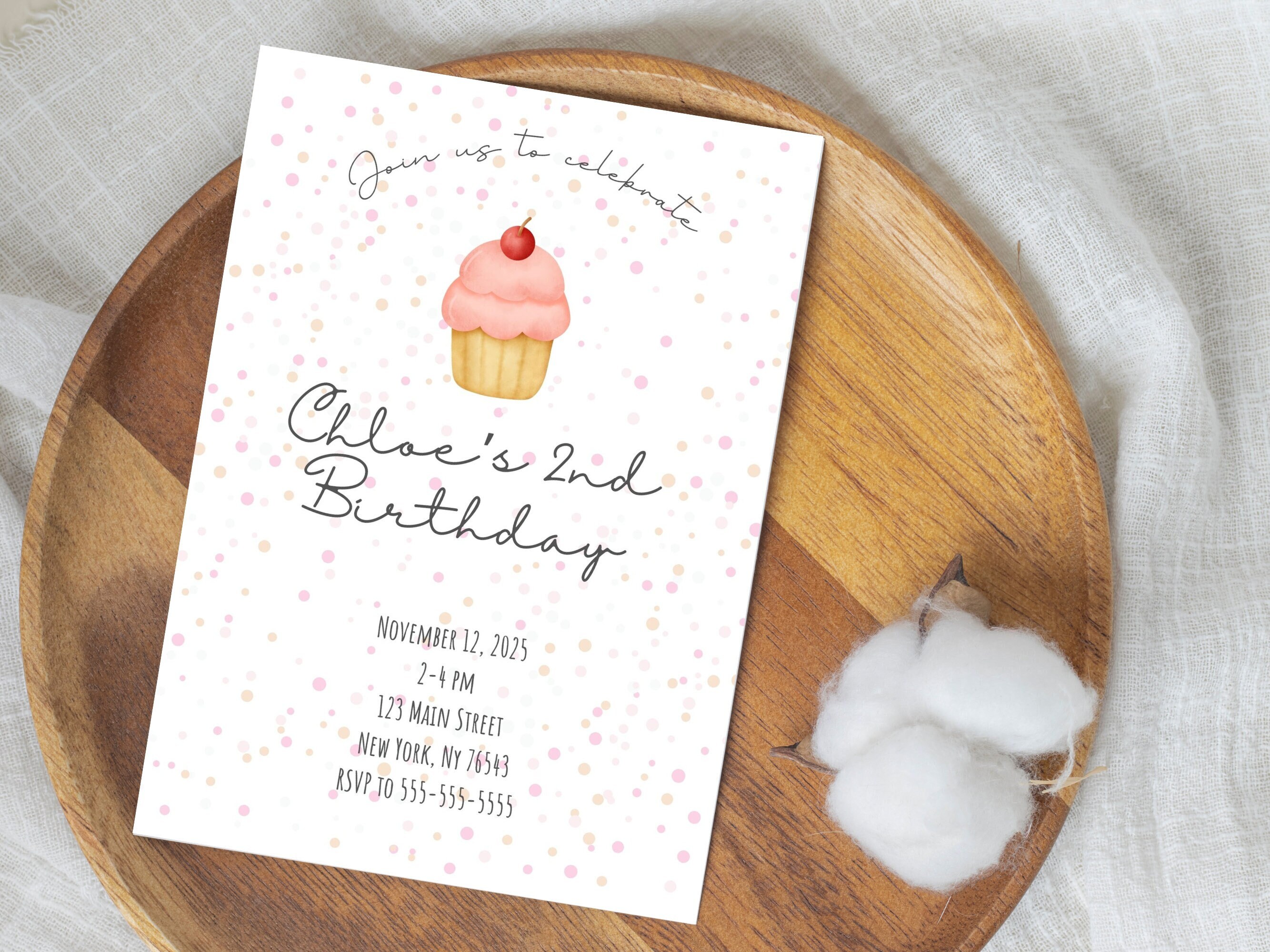 Cupcake Birthday Party Invitation Elegant Dessert Birthday Party Invite ...