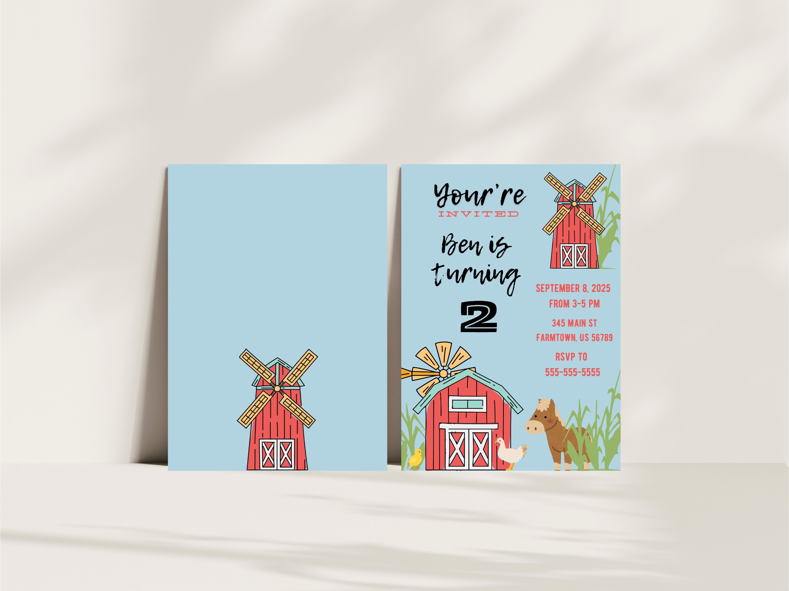 Rustic Farm Birthday Party Invitation Custom Digital Invite, Editable ...