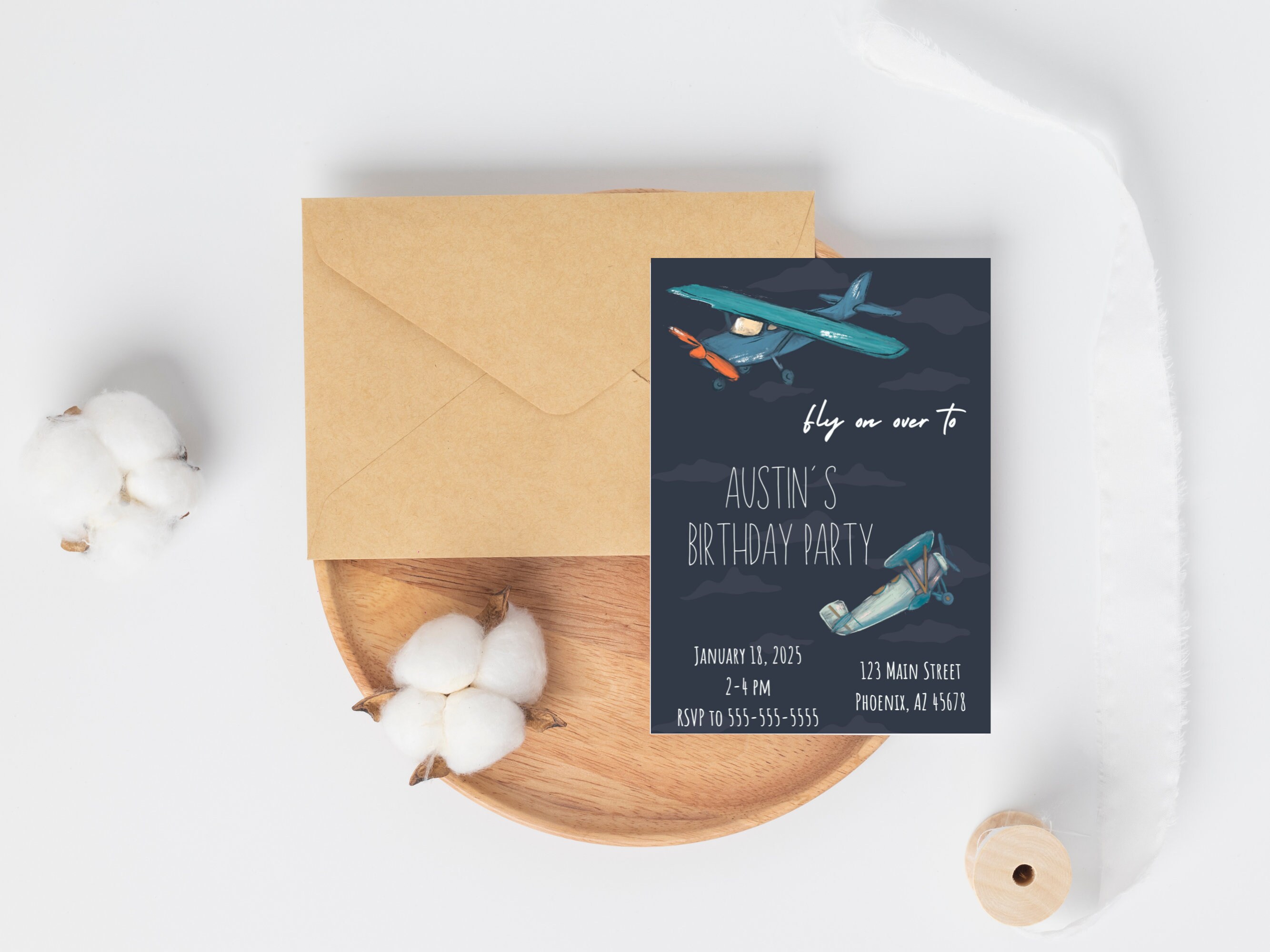 Airplane Birthday Party Invitation Aviation Kids Birthday Party ...