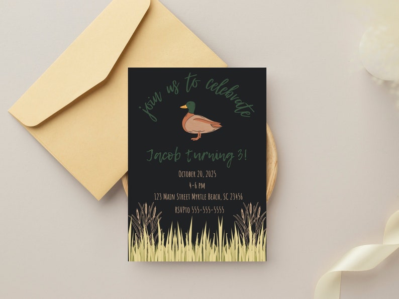Duck Hunting Birthday Party Invitation Fly on Over Hunting Invitation ...