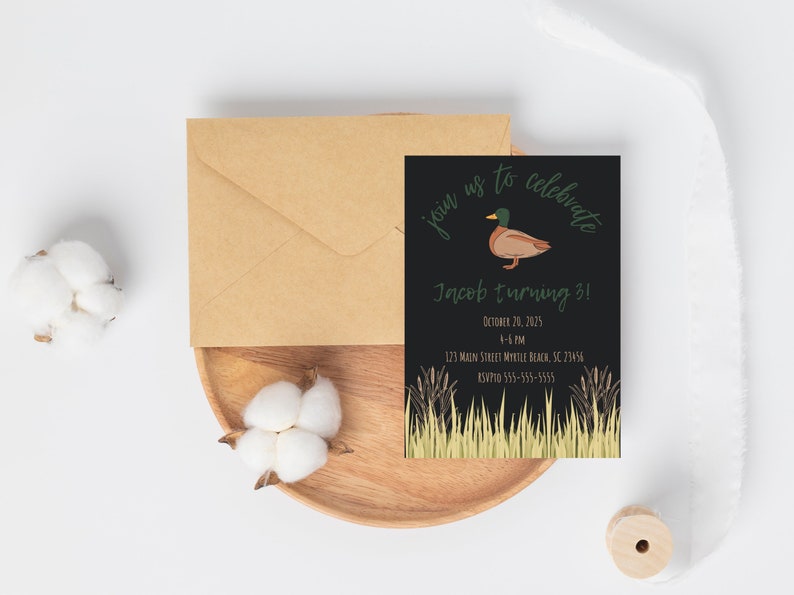 Duck Hunting Birthday Party Invitation Fly on Over Hunting Invitation ...