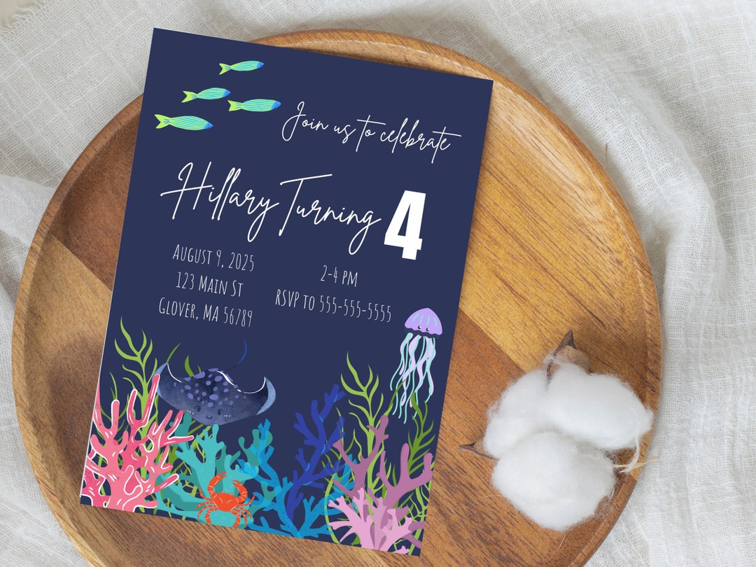 Ocean Theme Under the Sea Birthday Party Invitation Under the Sea ...