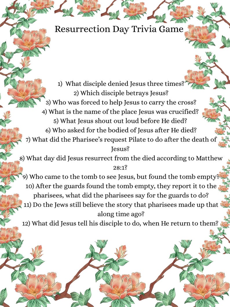 Resurrection Trivia Game - Etsy