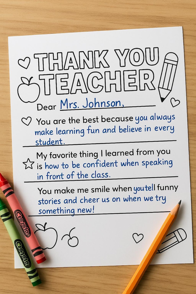 Thank You Teacher Printable Worksheet- Instant Download Coloring and ...