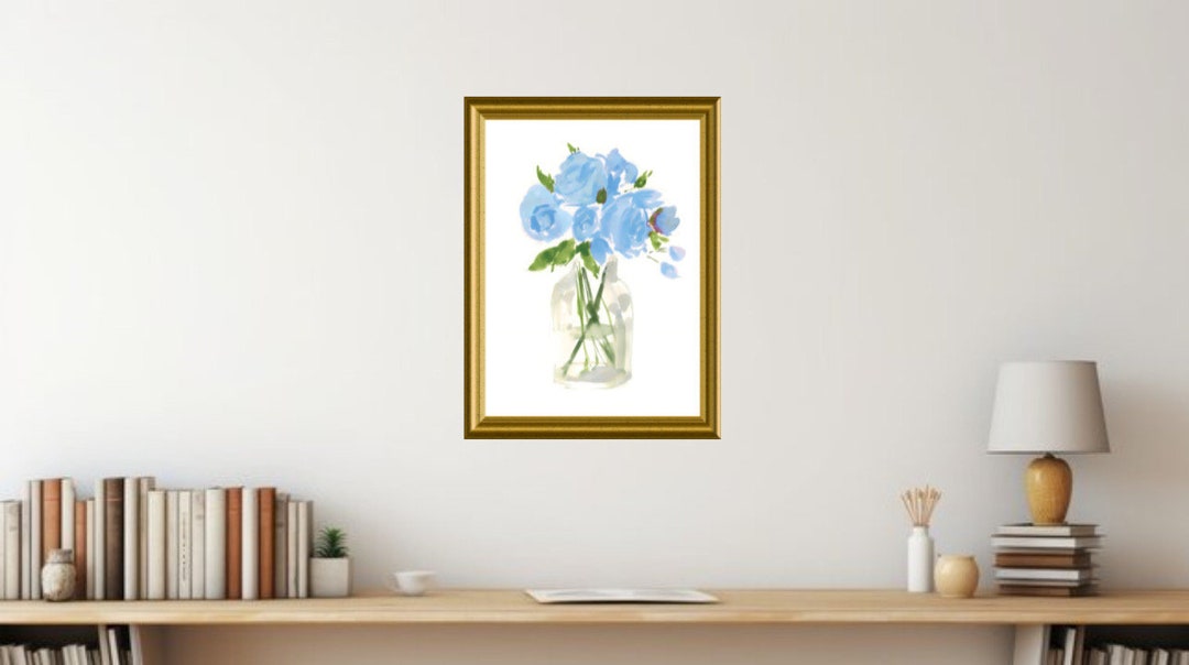 Flower Poster Blue Flowers Poster Flower Vase Poster - Etsy