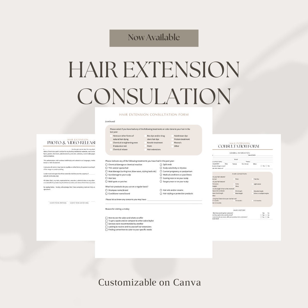 Hair Extension Consent Forms - Hair Extension Consultation Form Client ...