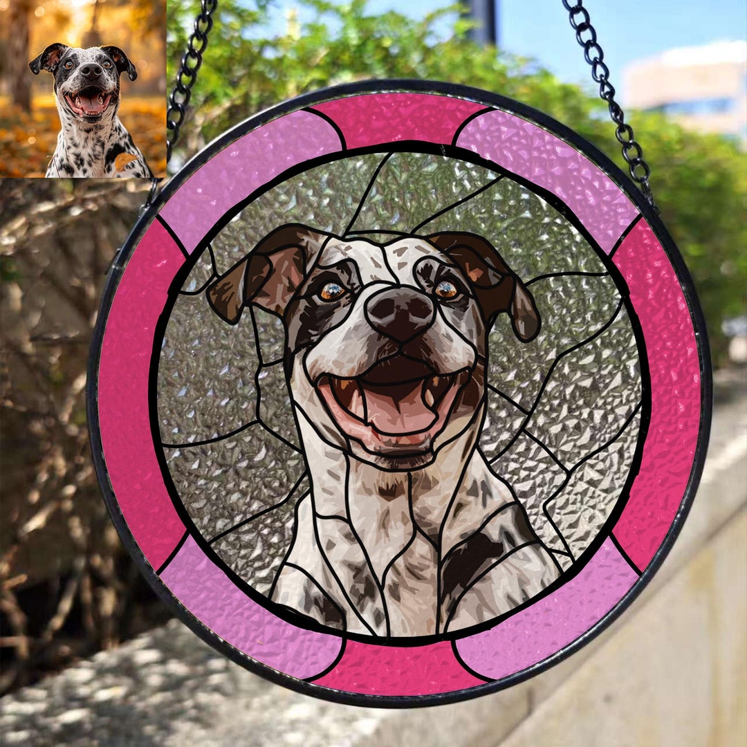 Custom Dog Portrait From Photo, Custom Dog Suncatcher Stained Glass ...