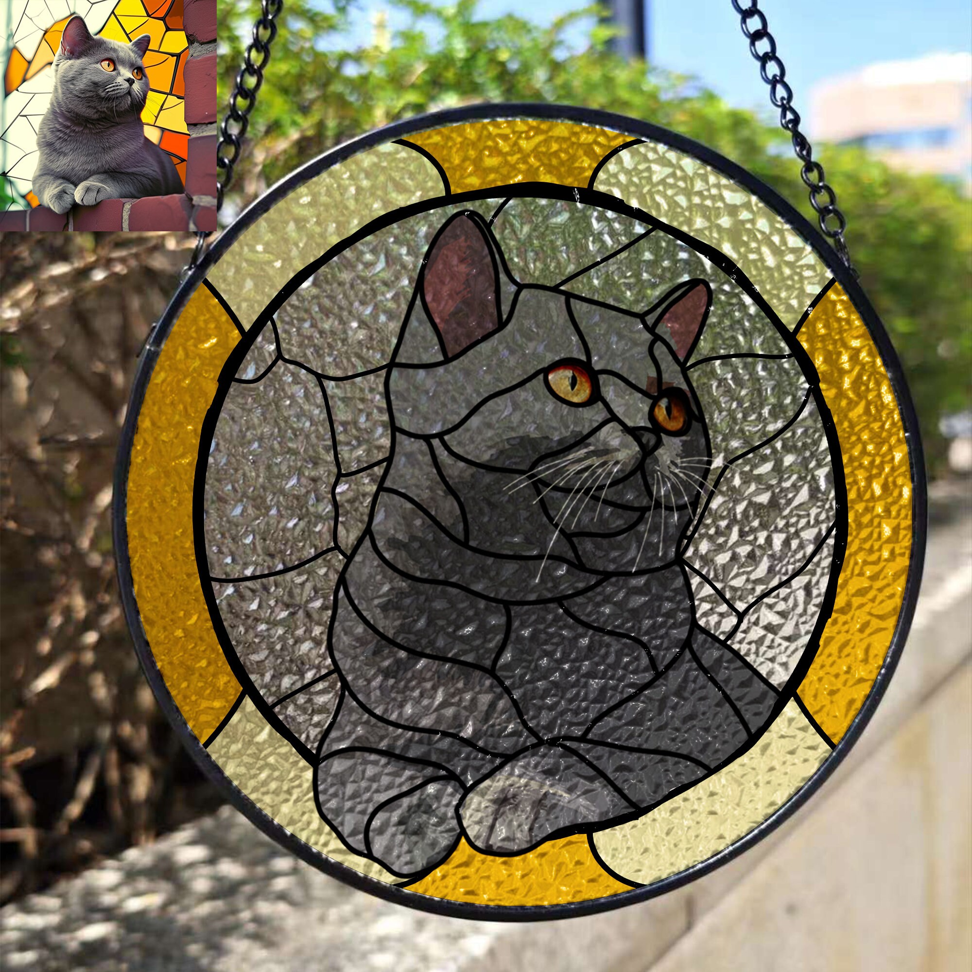 Custom Dog Art Suncatcher Stained Glass, Stained Glass Dog Memorial ...