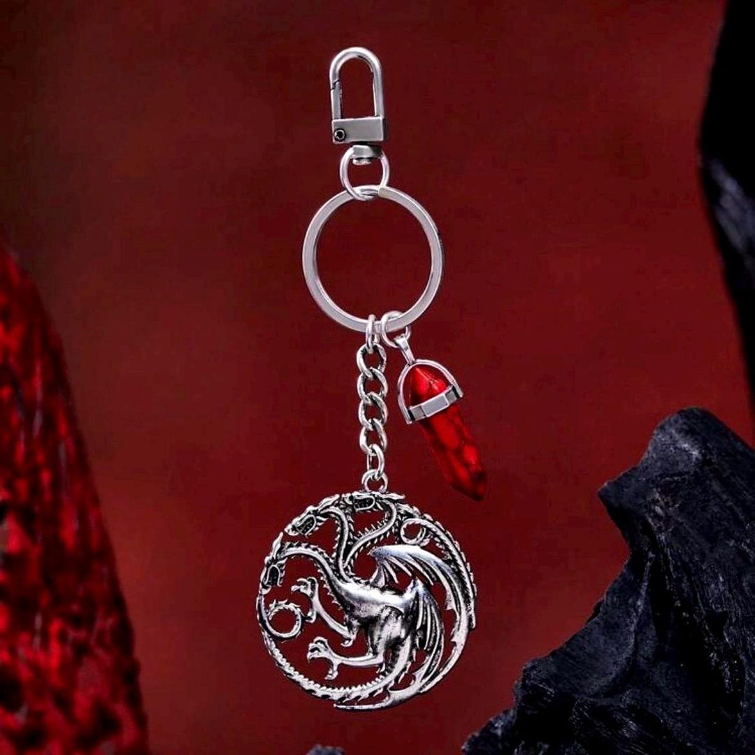 HOTD House Targaryen Sigil Keychain With Three-headed Dragons. Game of ...