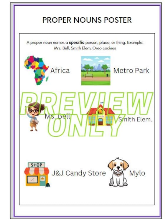 Common And Proper Nouns Poster Common And Proper Nouns Worksheet AND