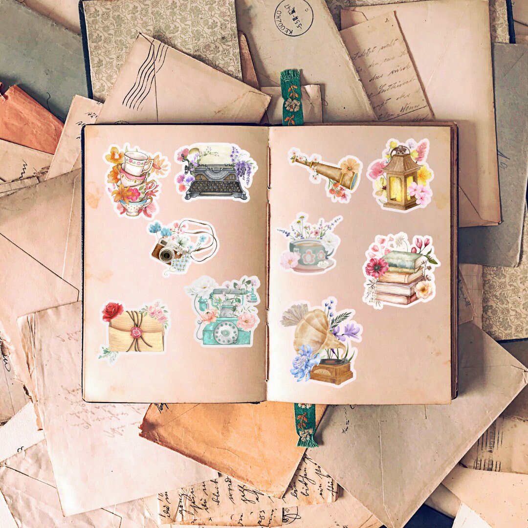 Vintage Printable Stickers Pack, Inspirational Sticker, Print and Cut ...