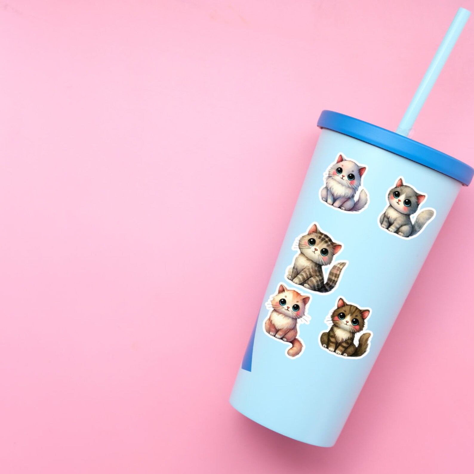 Cat Printable Stickers Pack, Cute Sticker, Print and Cut Sticker ...