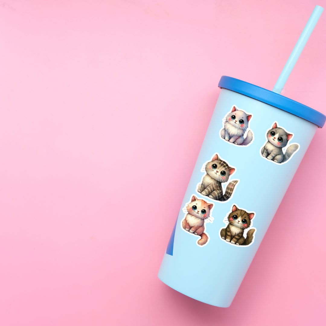 Cat Printable Stickers Pack, Cute Sticker, Print and Cut Sticker ...
