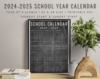 Year at a Glance School Calendar 2024-2025, A4 & A3 Size, Monday/sunday ...