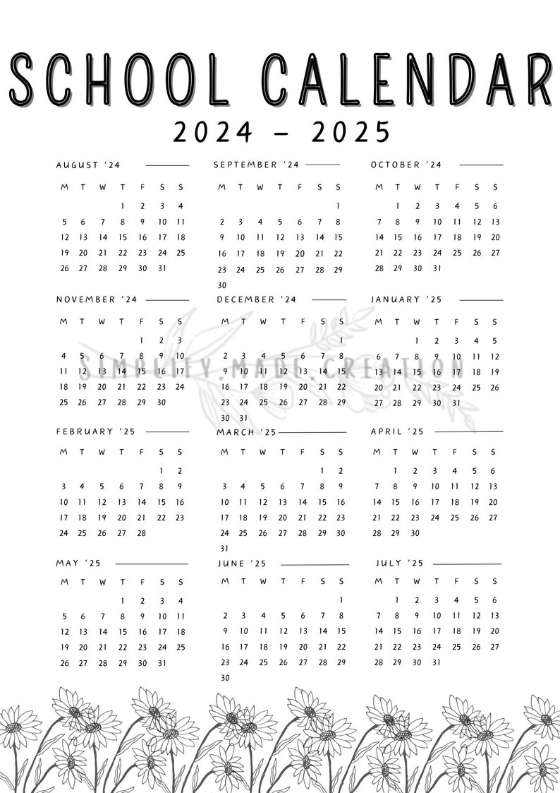 Year at a Glance School Calendar 2024-2025, A4 & A3 Size, Monday/sunday ...