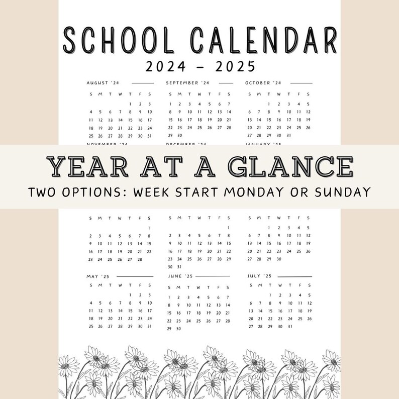 2024 2025 School Calendar and Monthly Planner | Instant Download PDF ...
