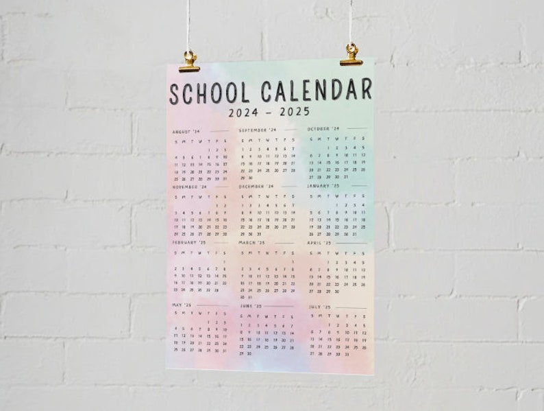 Year at a Glance School Calendar 2024-2025, A4 & A3 Size, Monday/sunday ...