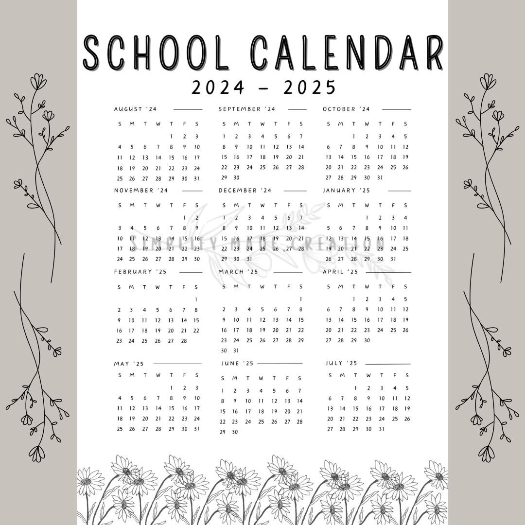 Year at a Glance School Calendar 2024-2025, A4 & A3 Size, Monday/sunday ...
