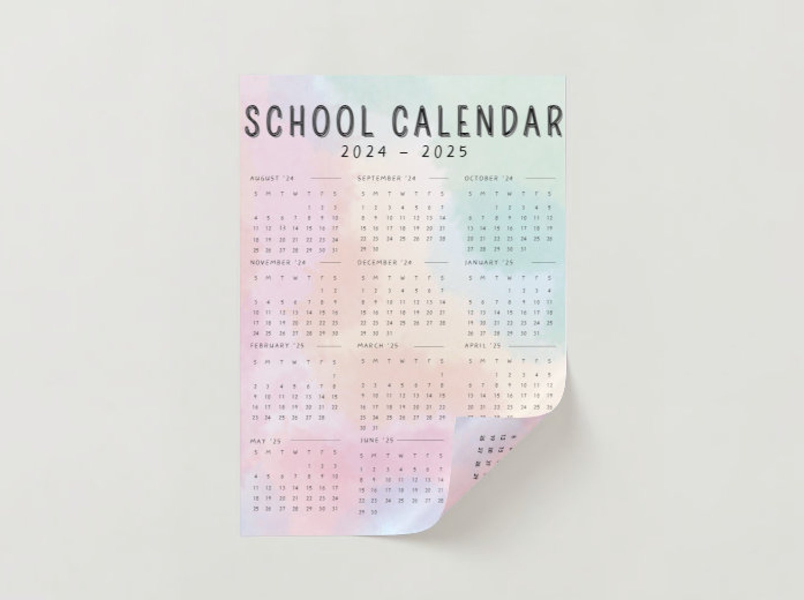 Year at a Glance School Calendar 2024-2025, A4 & A3 Size, Monday/sunday ...